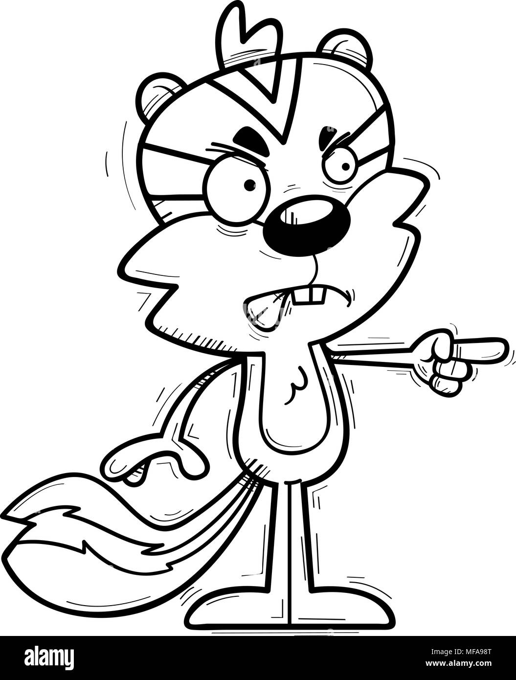 A cartoon illustration of a male chipmunk looking angry and pointing ...