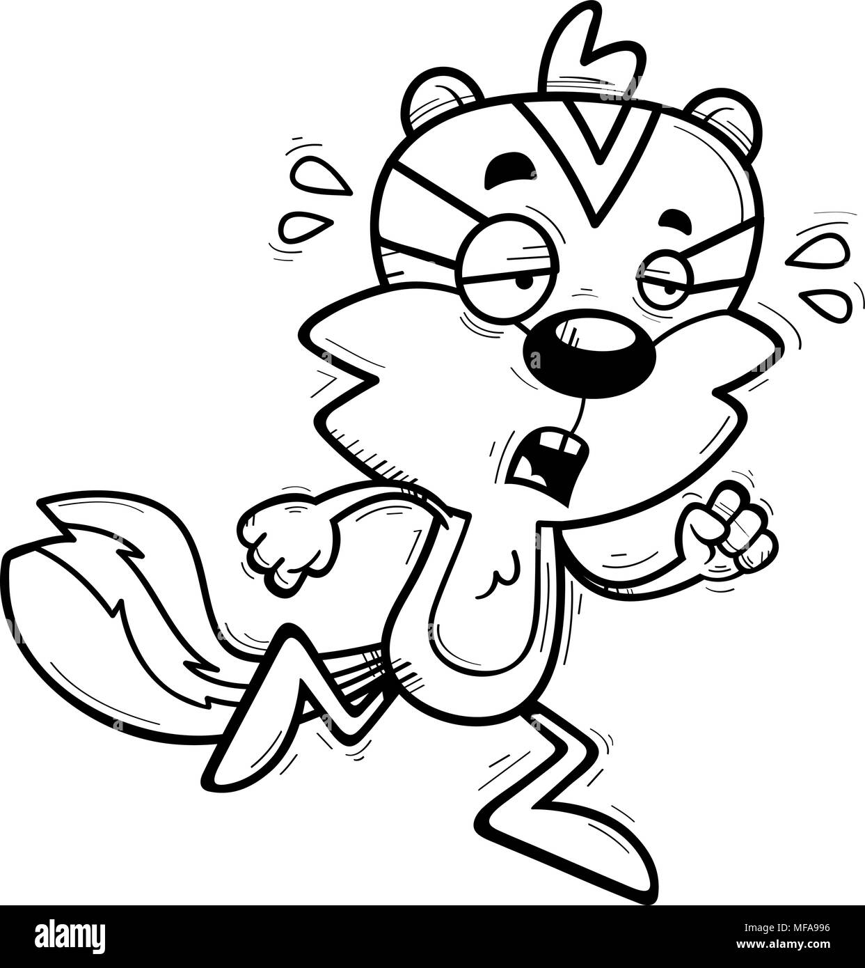 A cartoon illustration of a male chipmunk running and looking exhausted ...