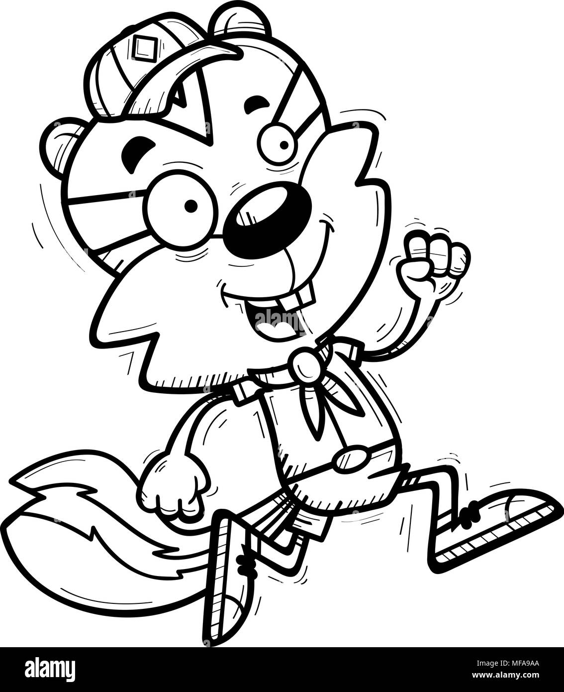A cartoon illustration of a male chipmunk scout running Stock Vector ...