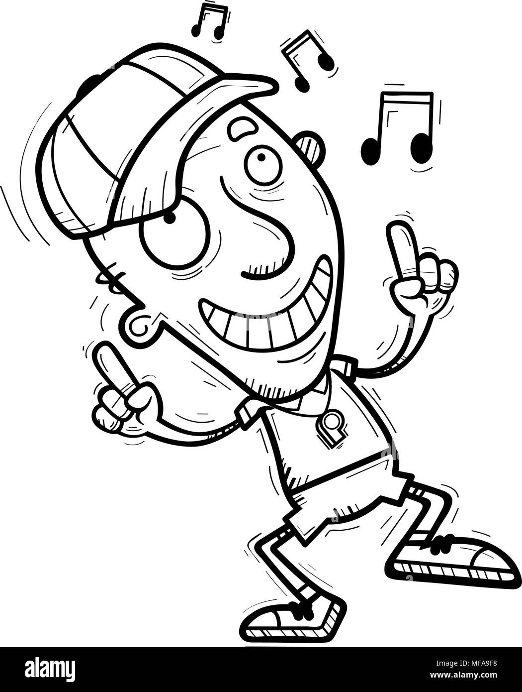 A cartoon illustration of a senior citizen man coach dancing Stock ...