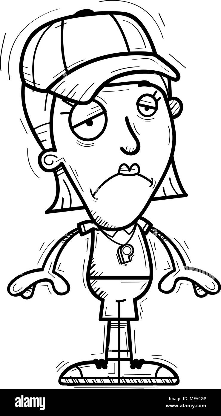 A cartoon illustration of a woman coach looking sad Stock Vector Image ...