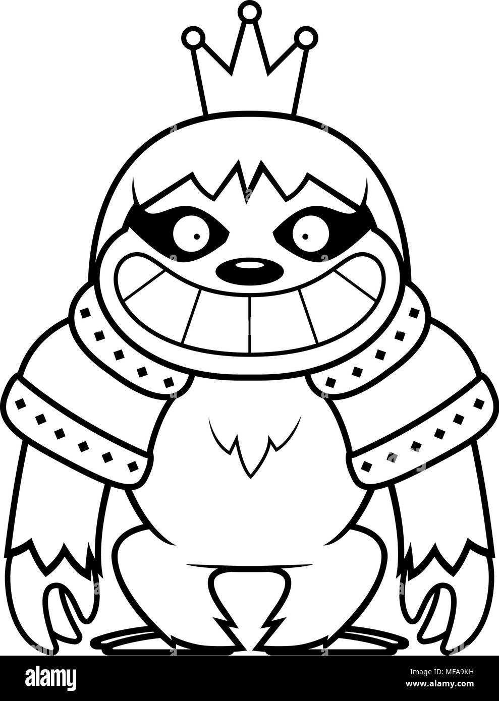 A cartoon illustration of a sloth king with a crown and robes Stock ...