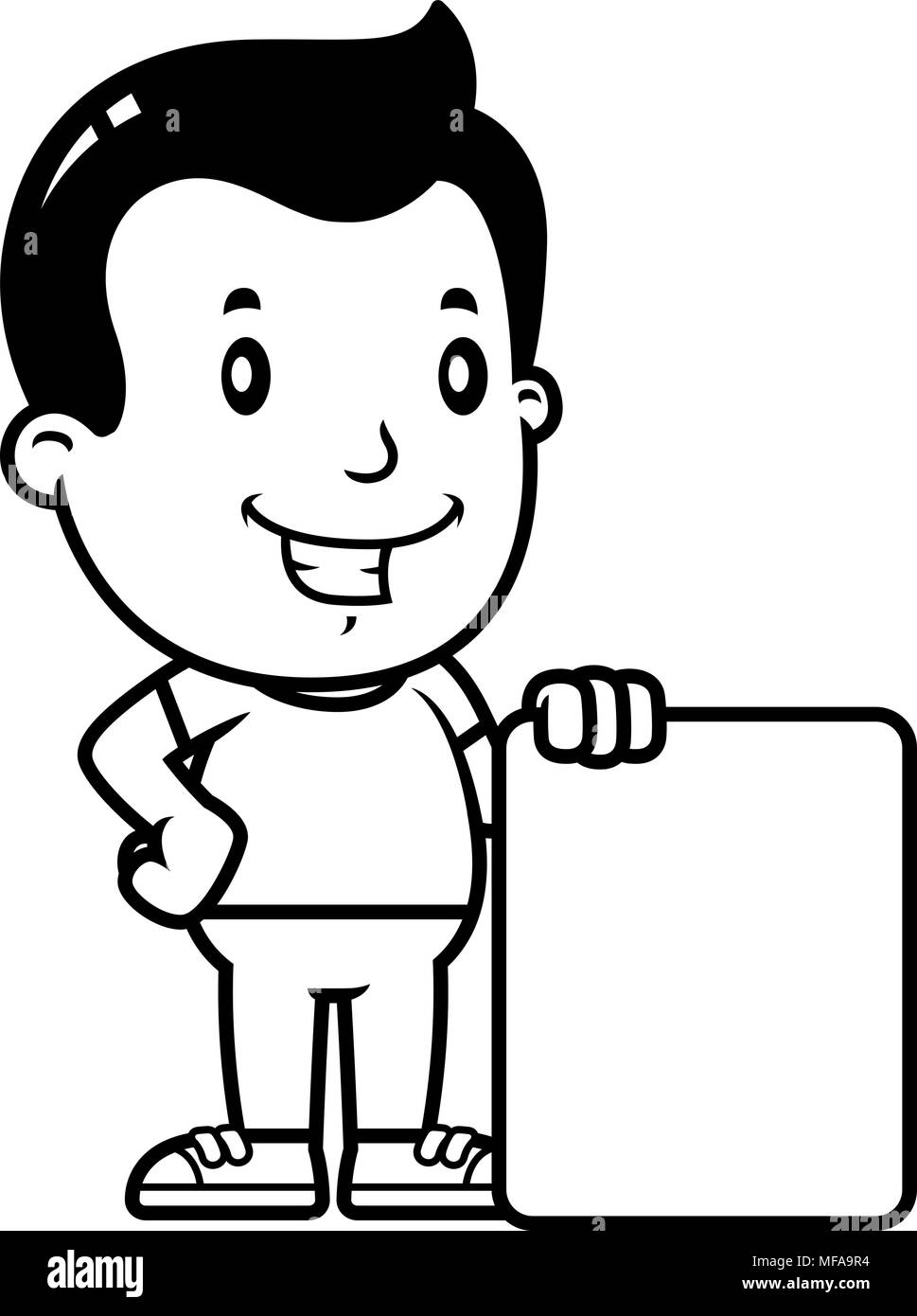 A cartoon illustration of a boy with a sign Stock Vector Image & Art ...