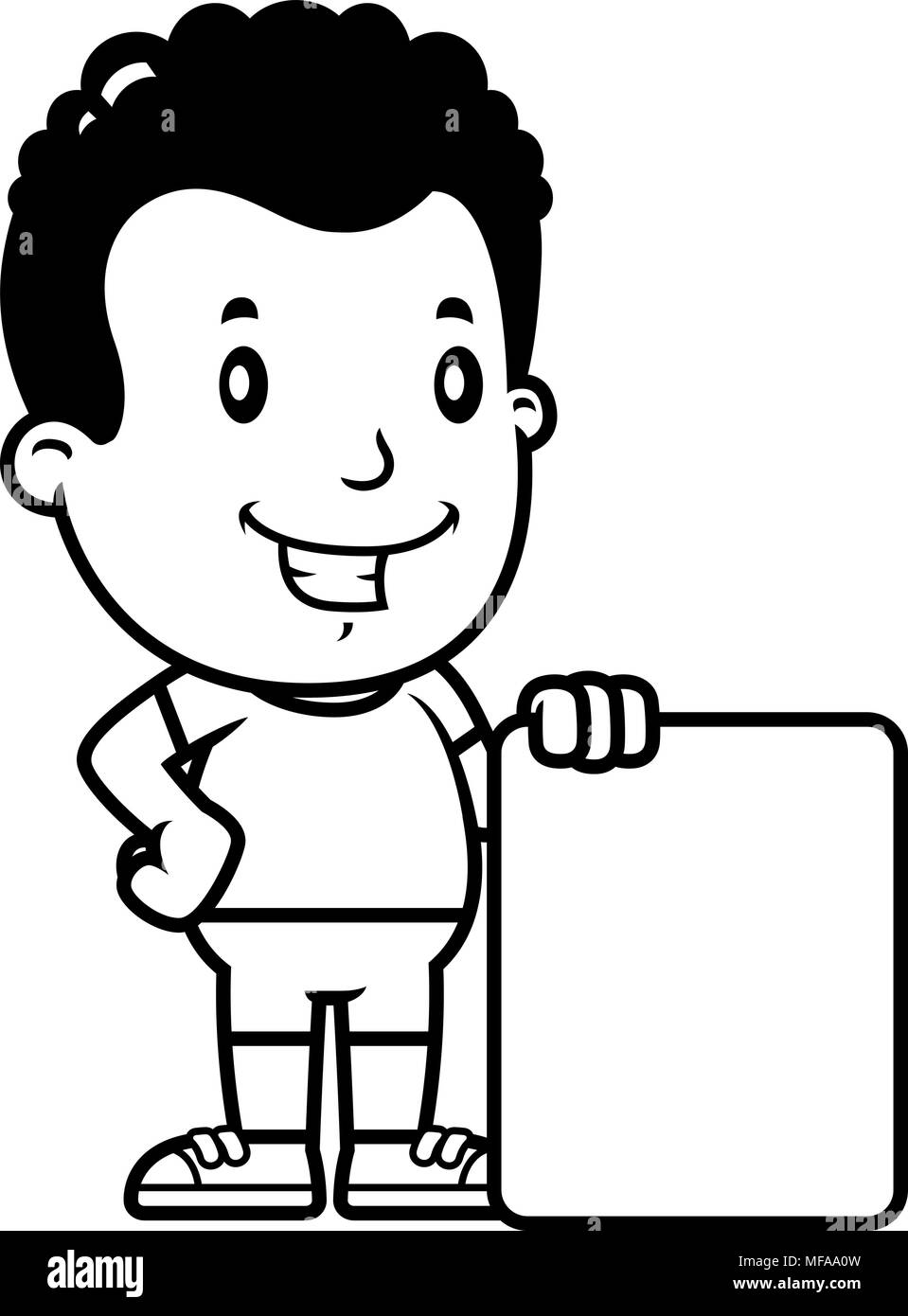 A cartoon illustration of a boy with a sign Stock Vector Image & Art ...