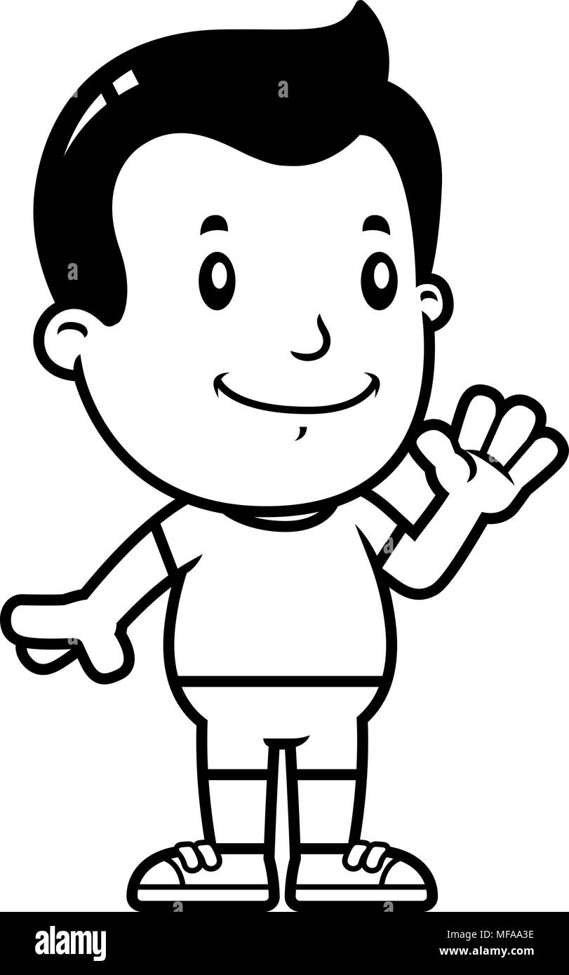A cartoon illustration of a boy waving Stock Vector Image & Art - Alamy