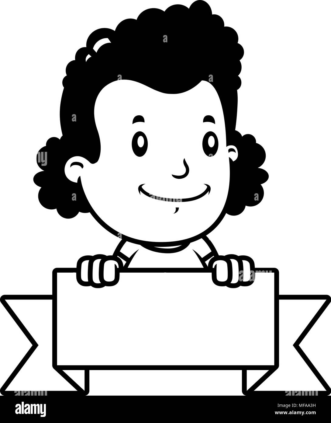 A cartoon illustration of a girl with a banner Stock Vector Image & Art ...