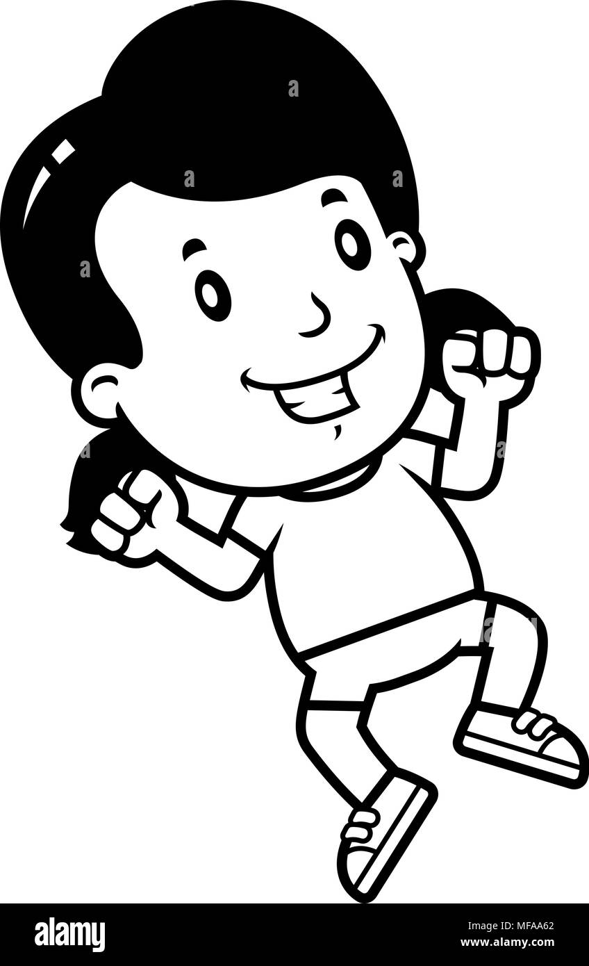 Happy child girl jumping Black and White Stock Photos & Images - Alamy