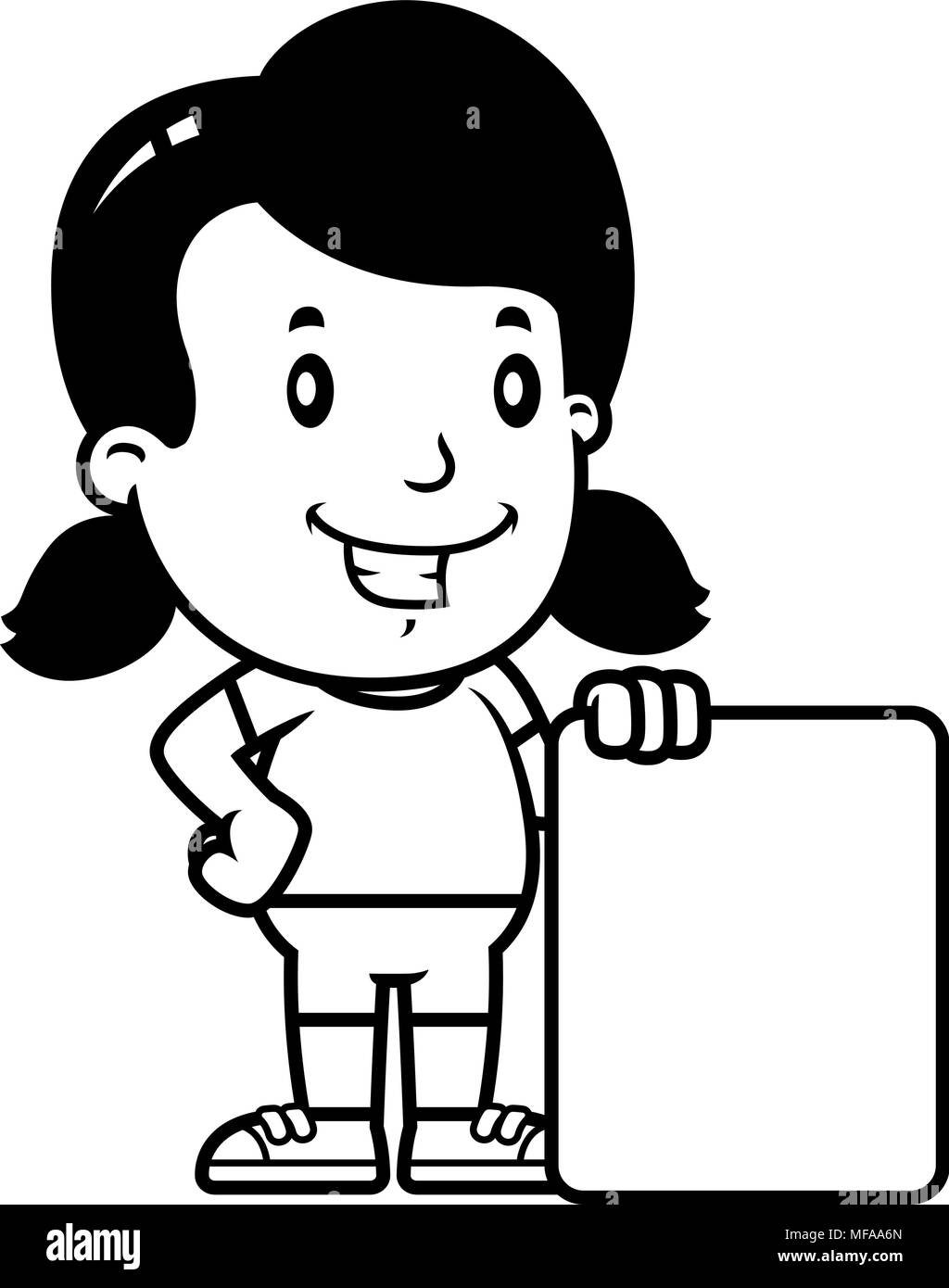 A cartoon illustration of a girl with a sign Stock Vector Image & Art ...