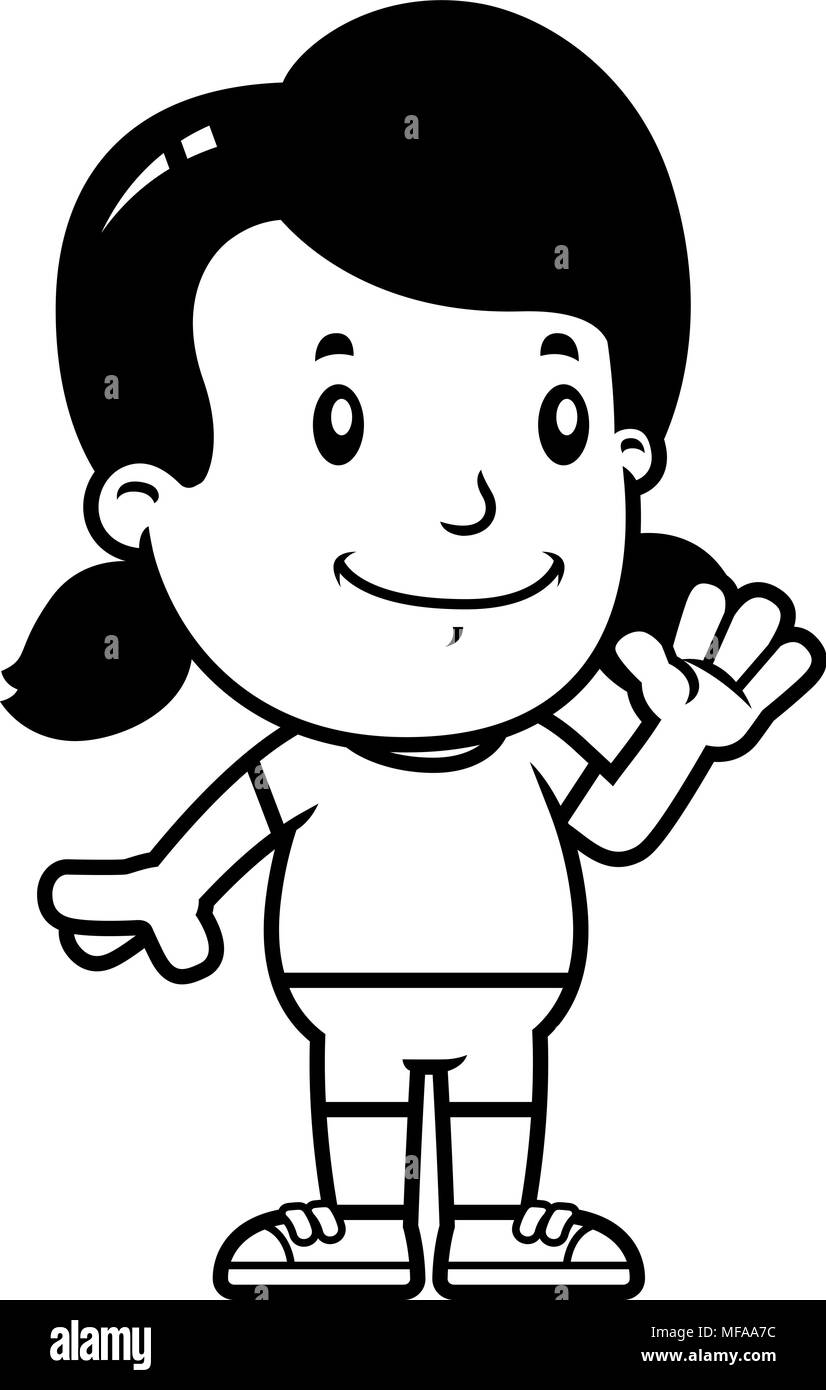 A cartoon illustration of a girl waving Stock Vector Image & Art - Alamy