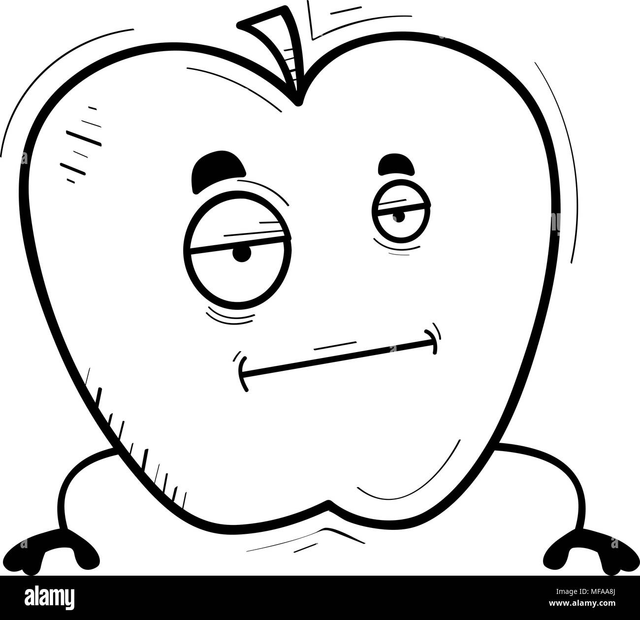 A cartoon illustration of an apple with a bored expression Stock Vector ...