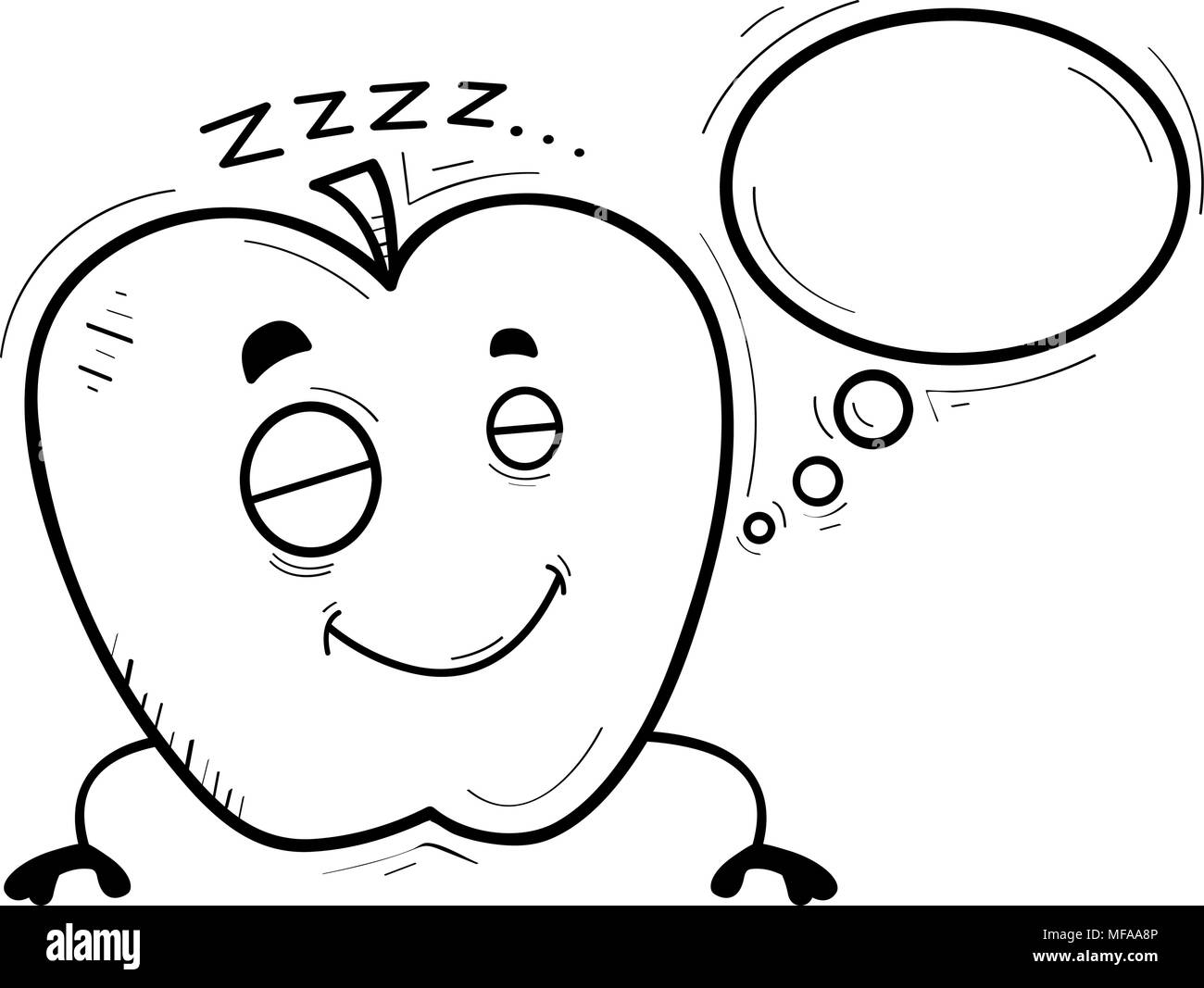 A cartoon illustration of an apple sleeping and dreaming Stock Vector ...