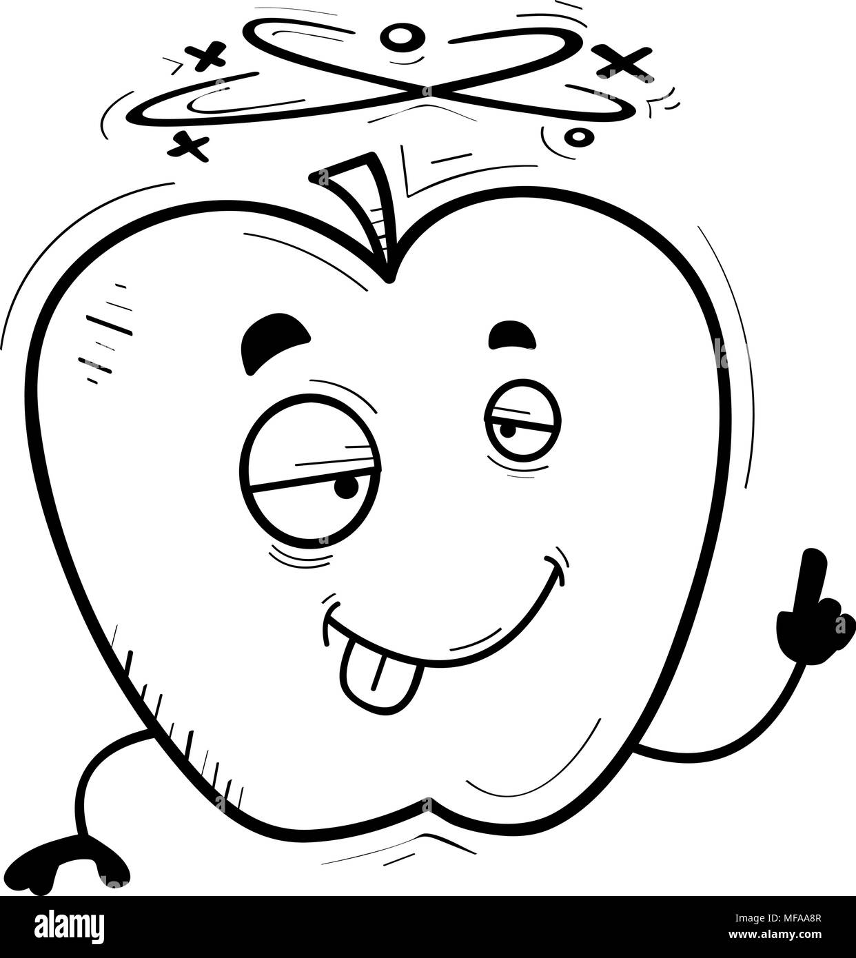 A cartoon illustration of an apple looking drunk Stock Vector Image ...