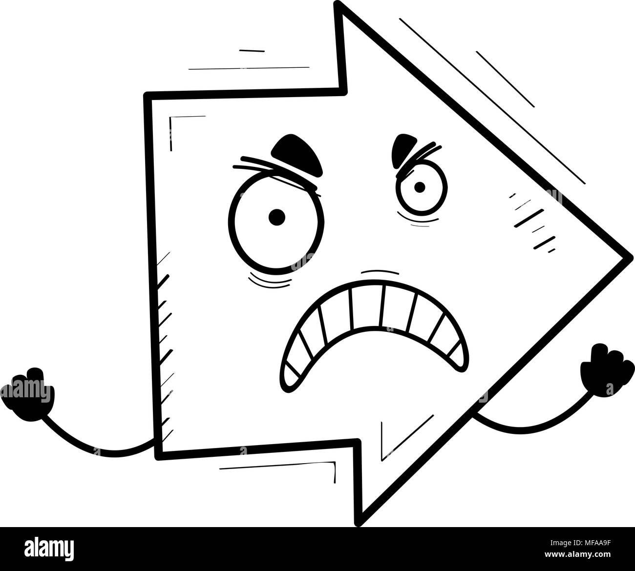 A cartoon illustration of a directional arrow looking angry Stock ...
