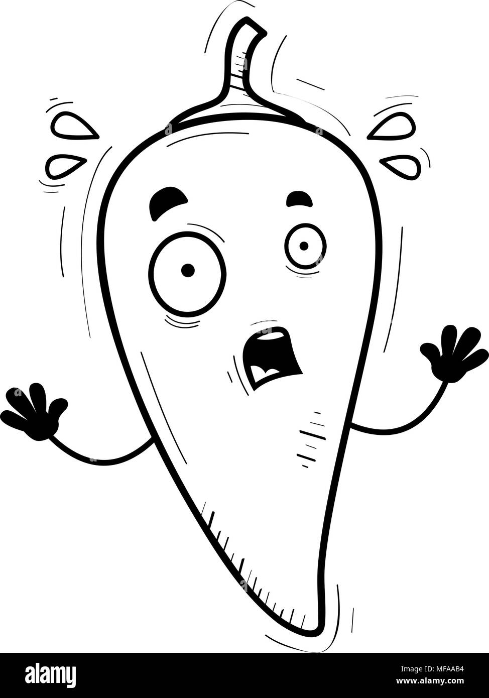 A cartoon illustration of a chili pepper looking scared Stock Vector ...