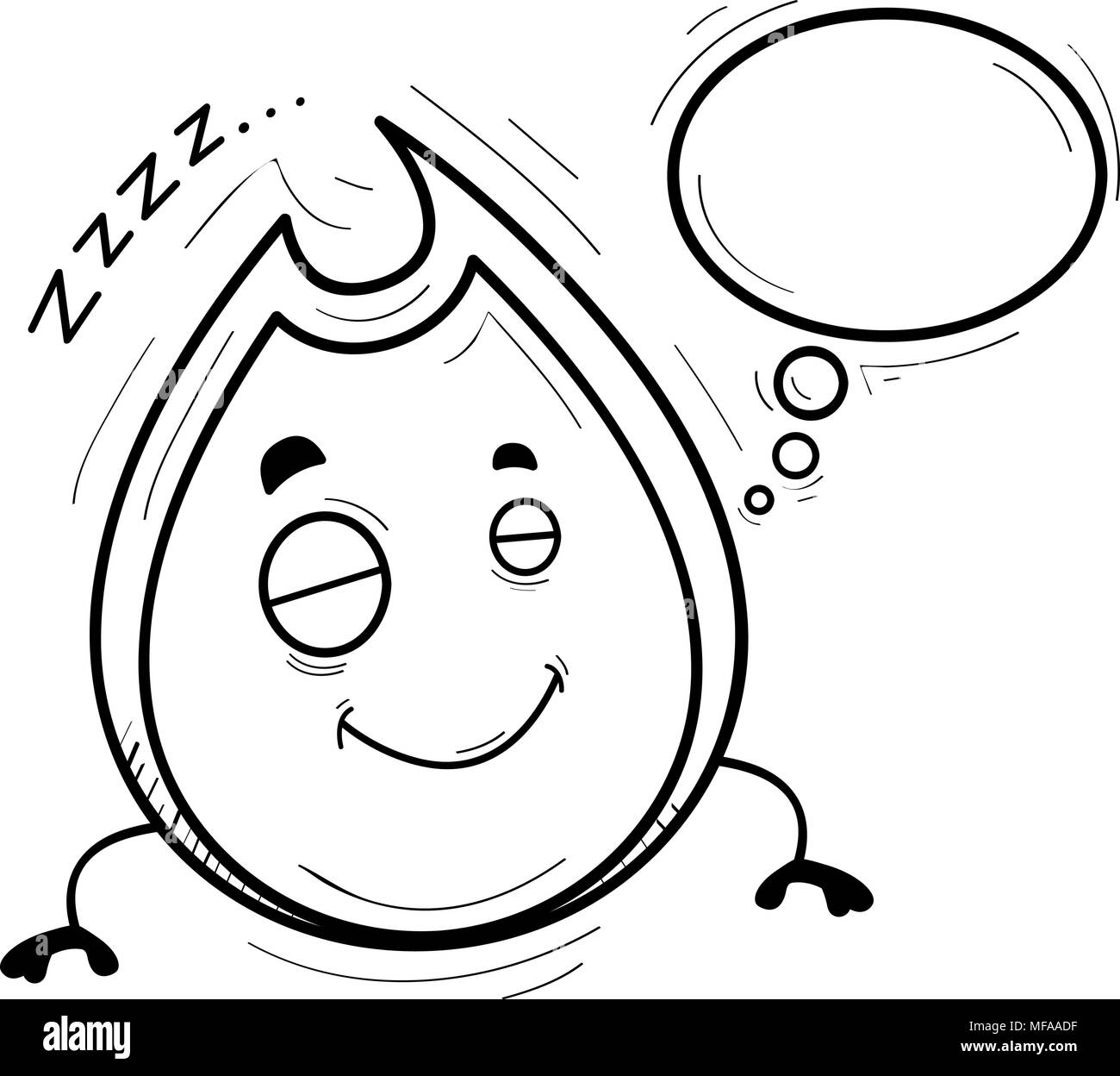 A cartoon illustration of a flame sleeping and dreaming Stock Vector ...