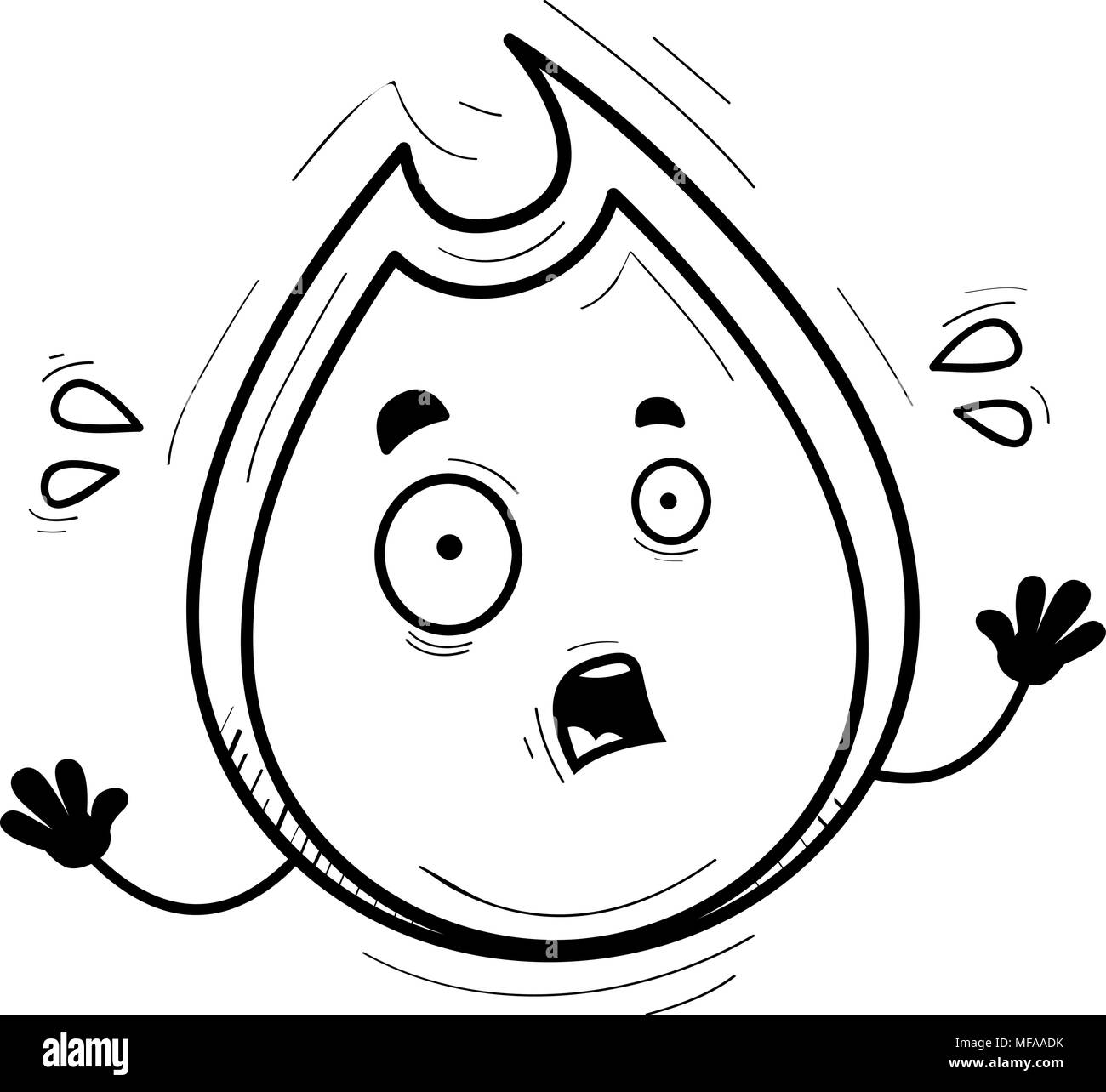 A cartoon illustration of a flame looking scared Stock Vector Image ...