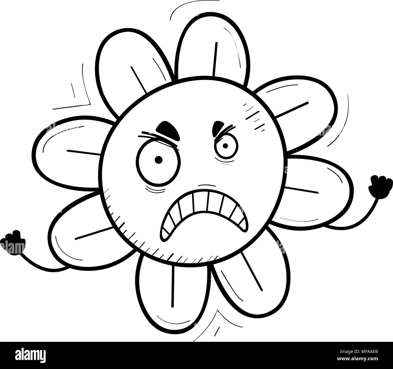 A cartoon illustration of a flower looking angry Stock Vector Image ...