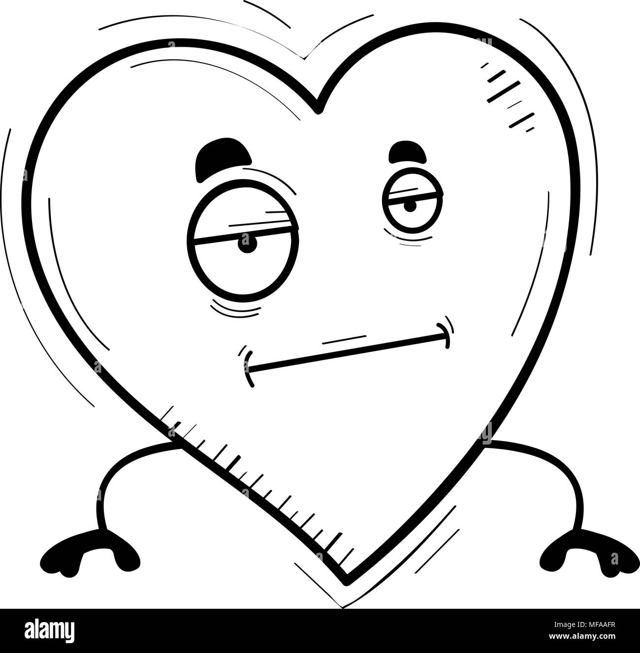 A cartoon illustration of a heart with a bored expression Stock Vector ...