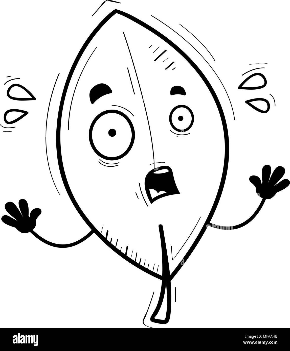 A cartoon illustration of a leaf looking scared Stock Vector Image ...