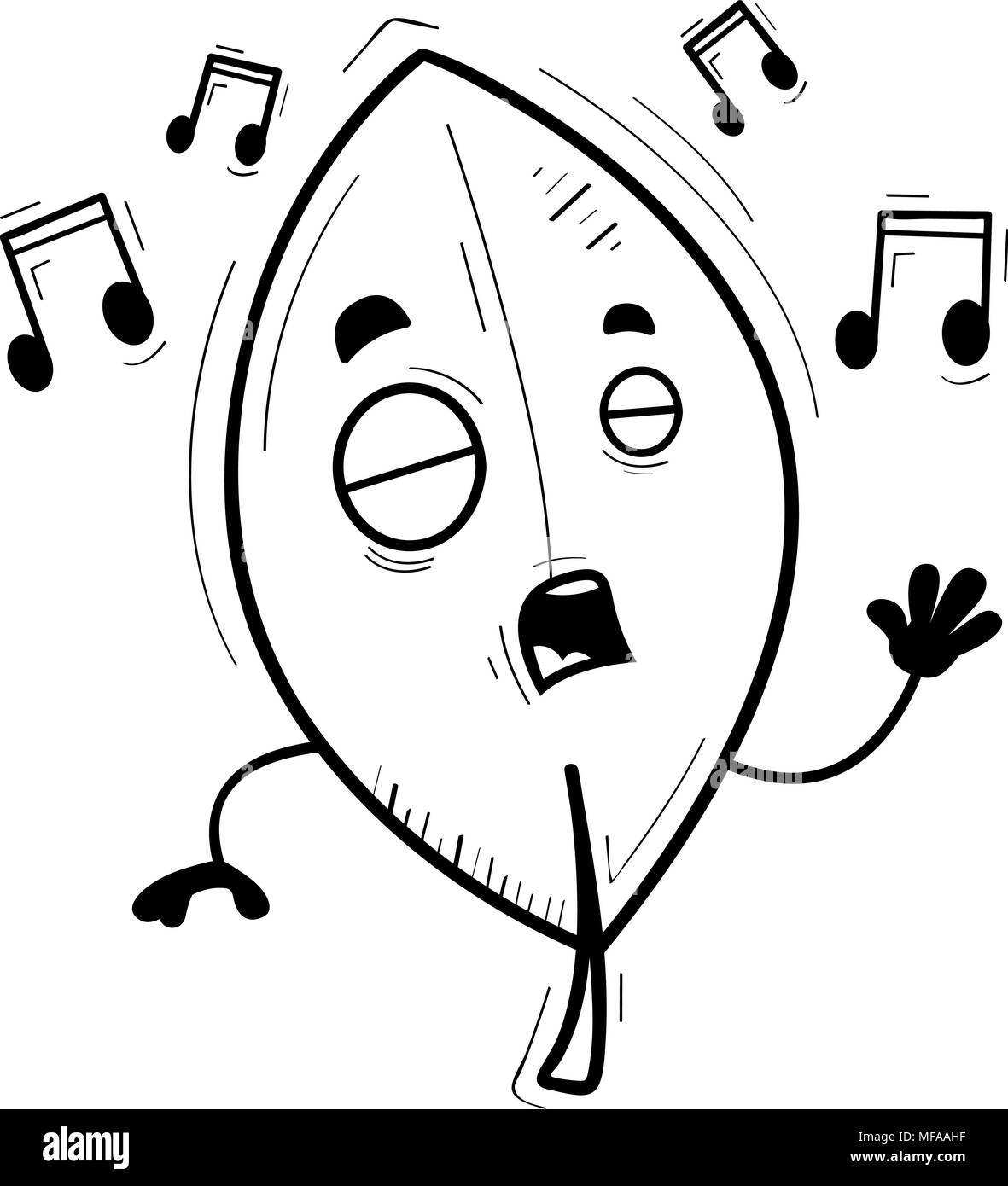 A cartoon illustration of a leaf singing Stock Vector Image & Art - Alamy