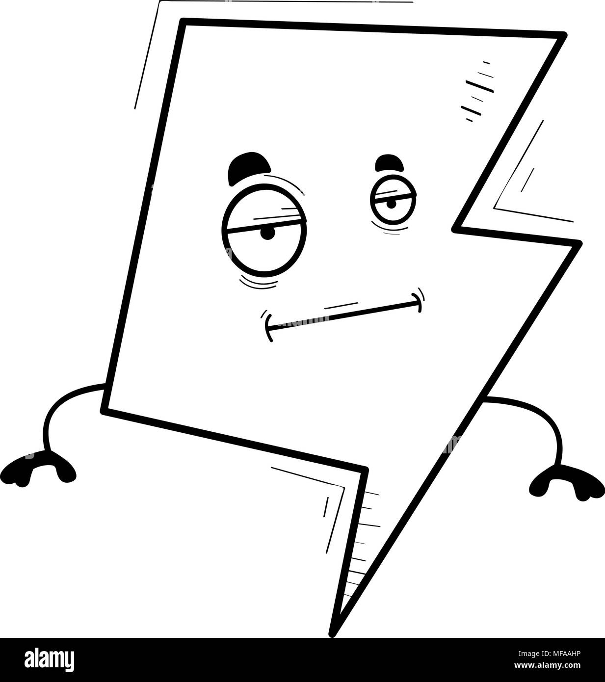 A cartoon illustration of a lightning bolt with a bored expression ...