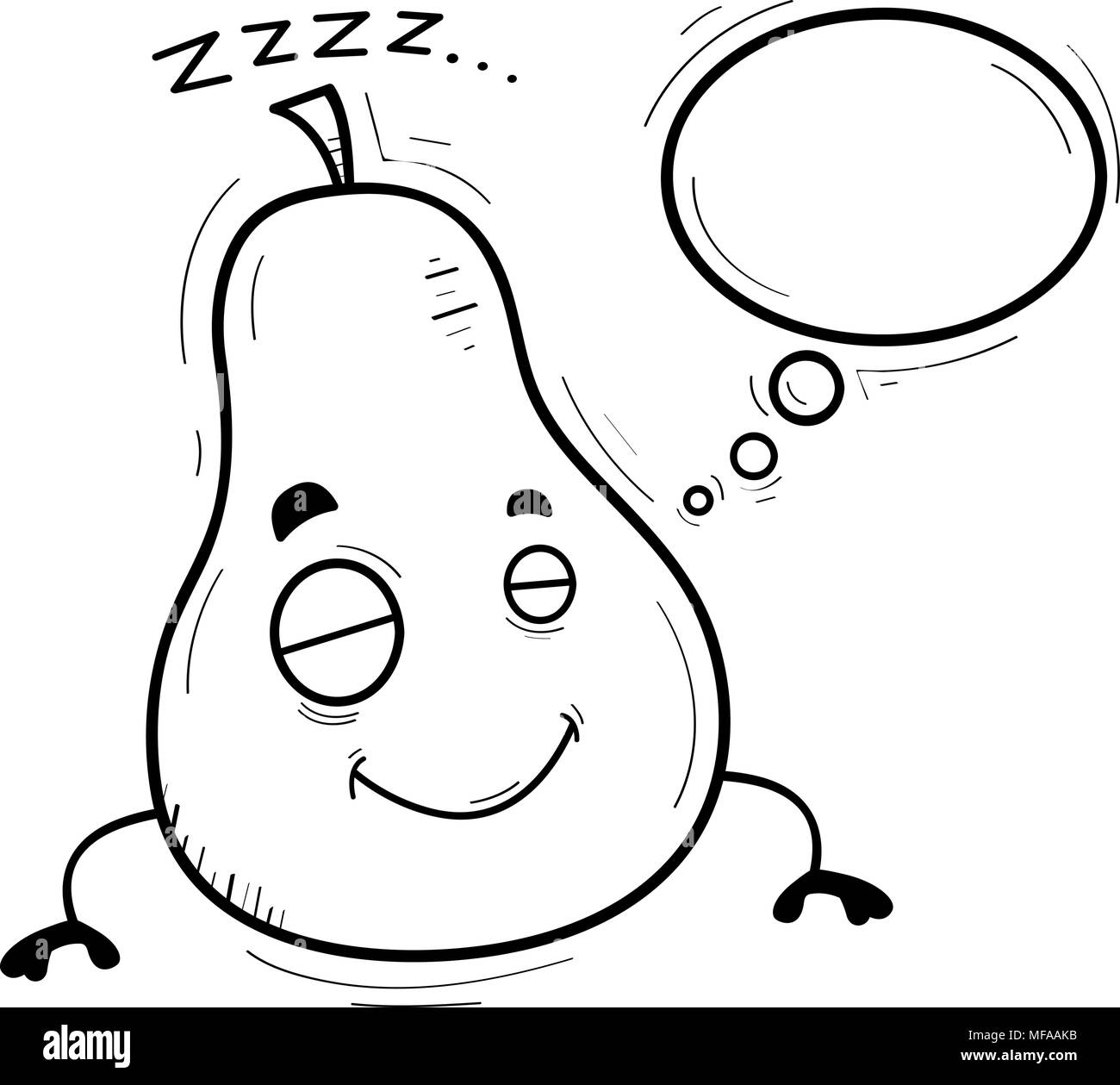 A cartoon illustration of a pear sleeping and dreaming Stock Vector ...