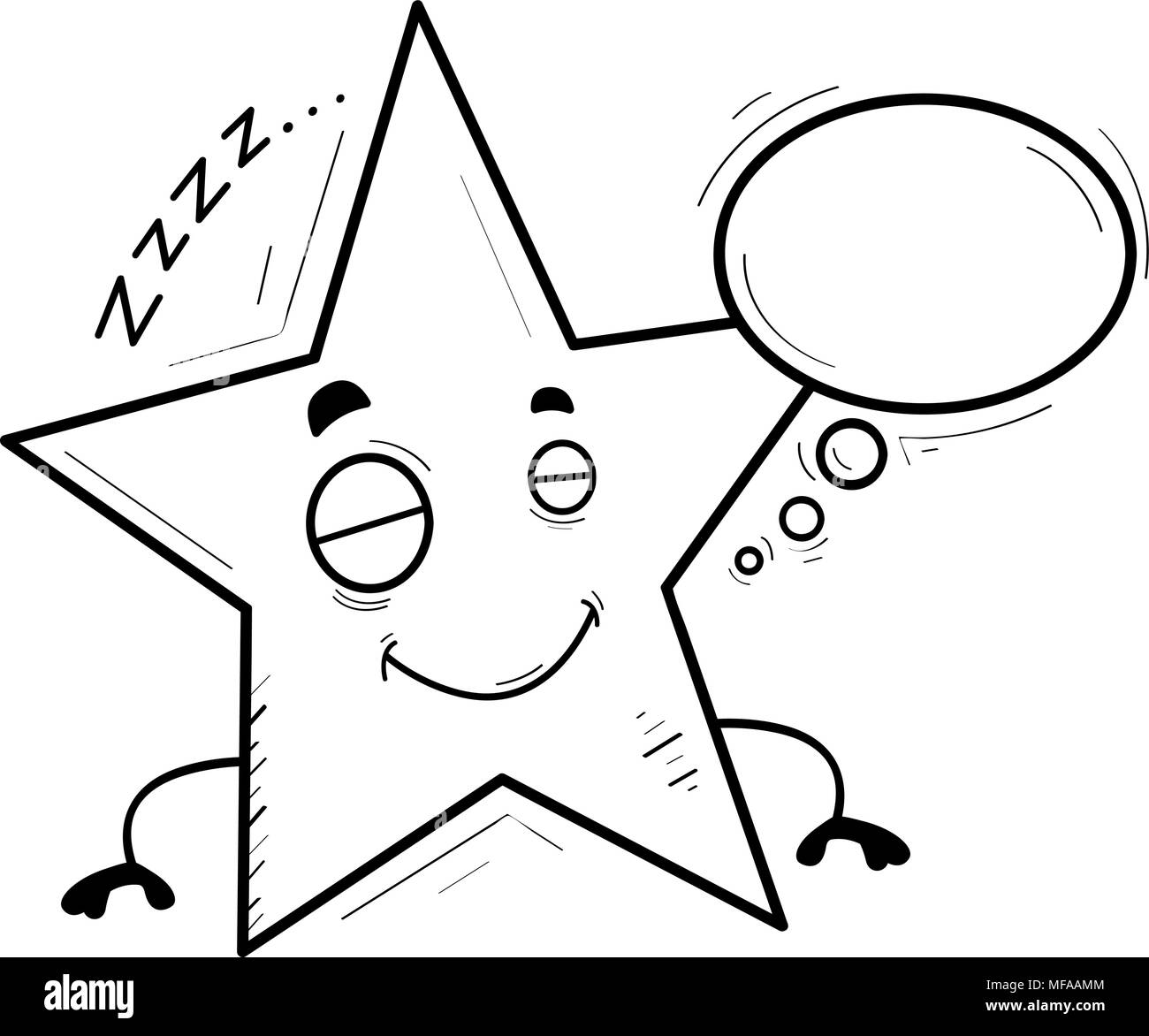 A cartoon illustration of a star sleeping and dreaming Stock Vector ...