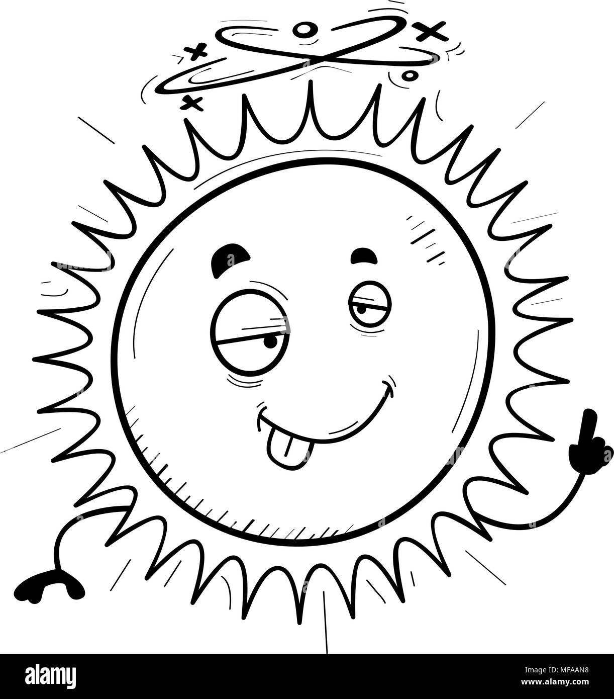 A cartoon illustration of the sun looking drunk Stock Vector Image ...