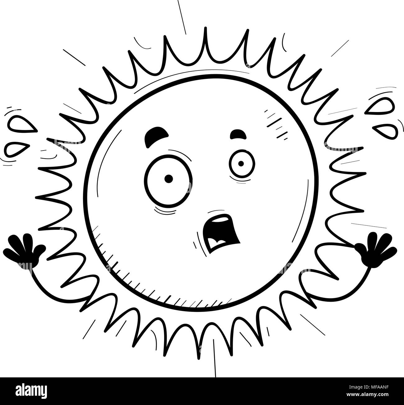 A cartoon illustration of the sun looking scared Stock Vector Image ...