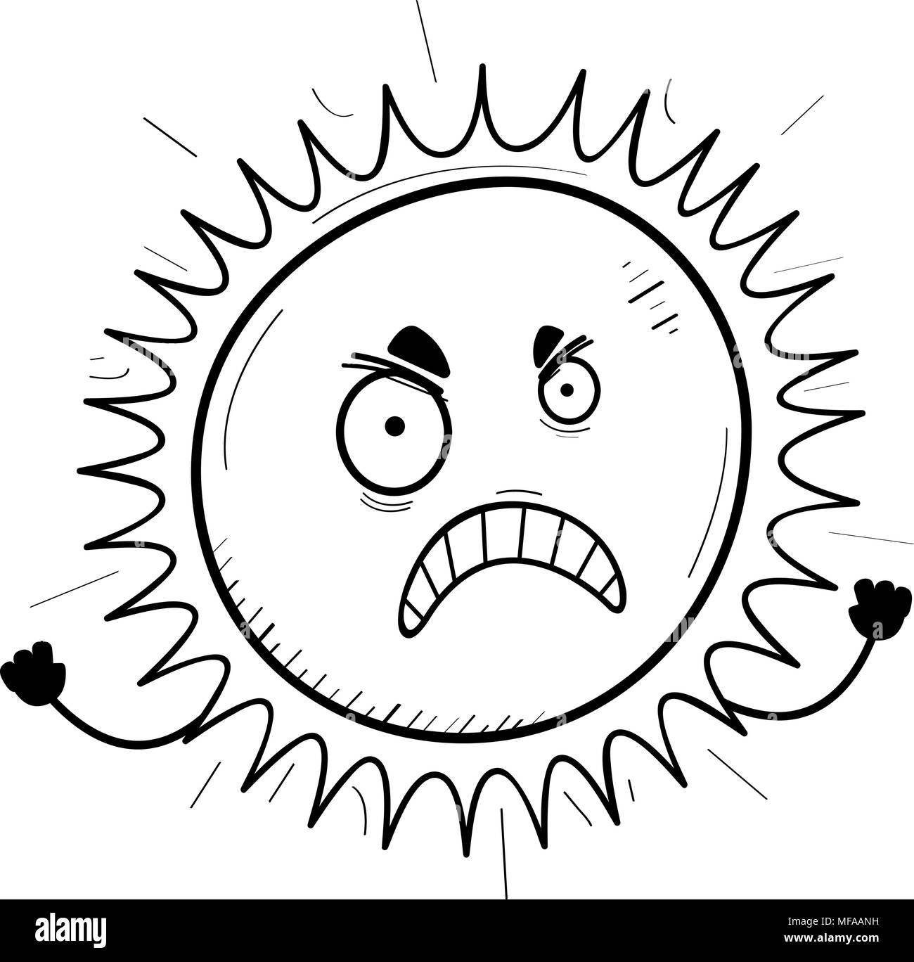 A cartoon illustration of the sun looking angry Stock Vector Image ...