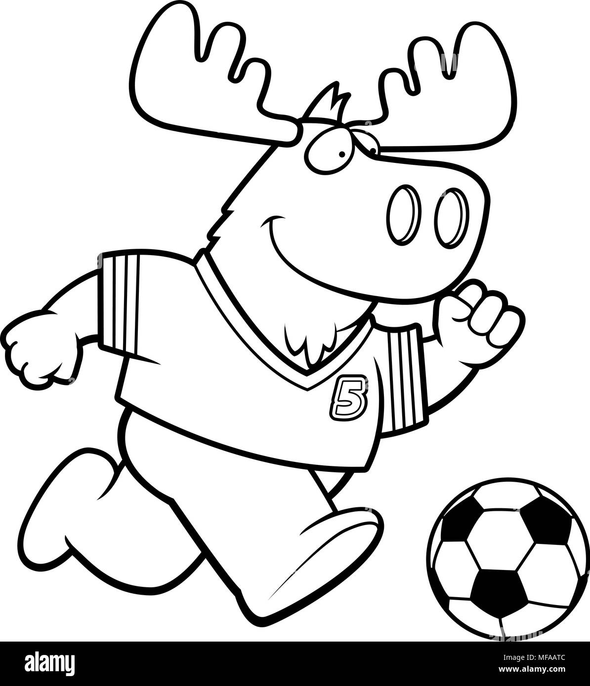 A cartoon illustration of a moose playing soccer Stock Vector Image ...