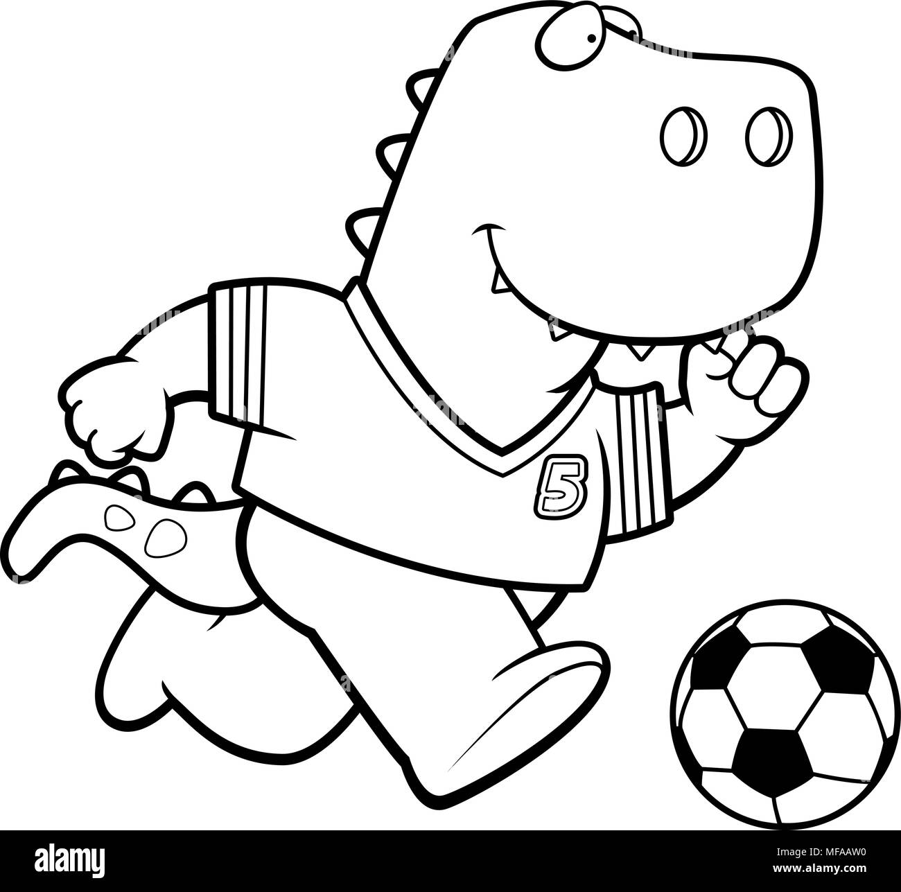 A cartoon illustration of a Tyrannosaurus Rex playing soccer Stock ...