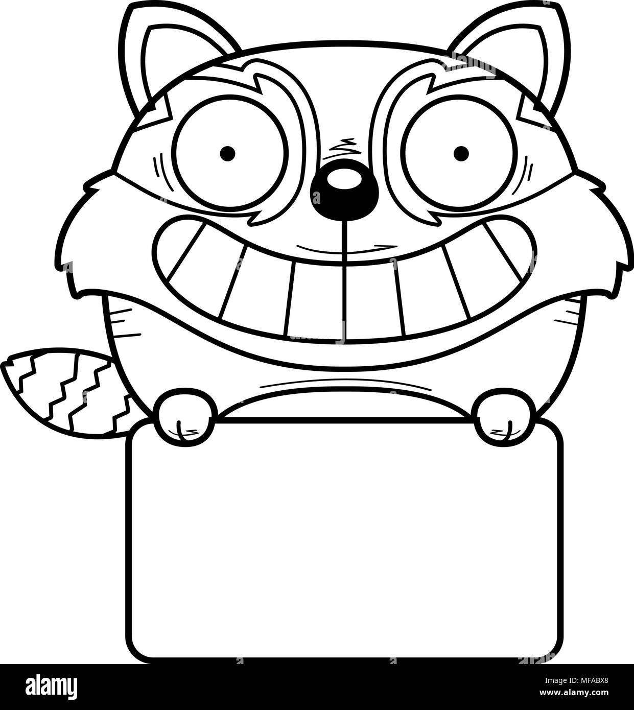 A cartoon illustration of a red panda with a white sign Stock Vector ...