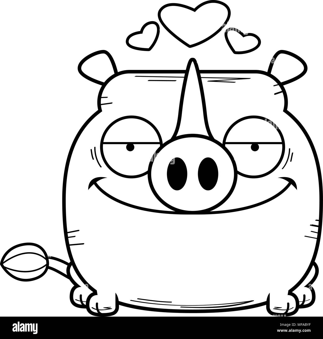 A cartoon illustration of a little rhinoceros with an in love ...