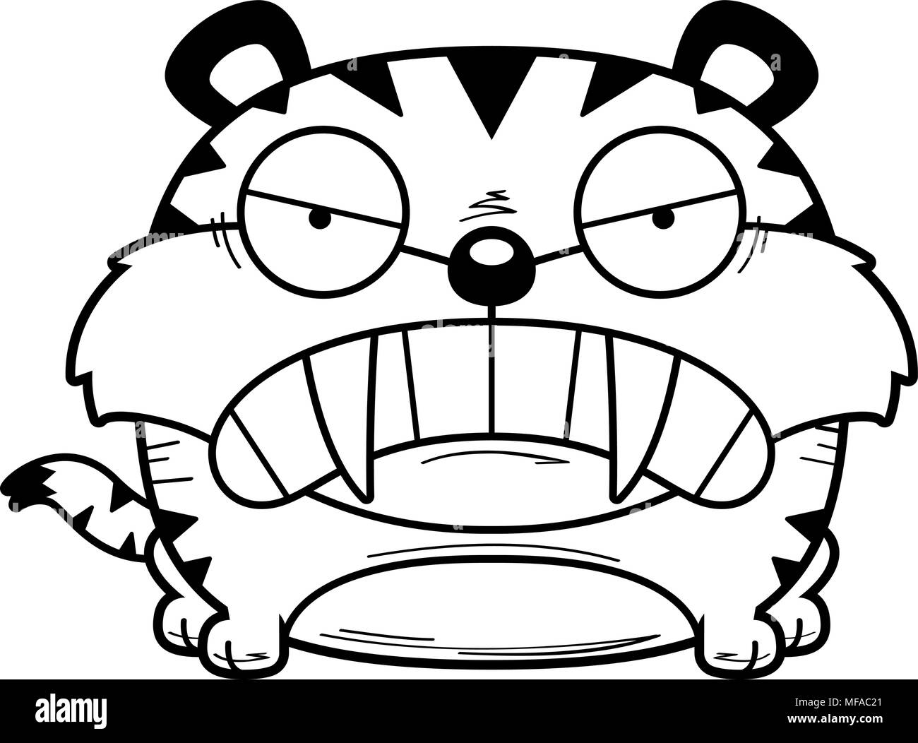A cartoon saber-toothed tiger cub with an angry expression Stock Vector ...