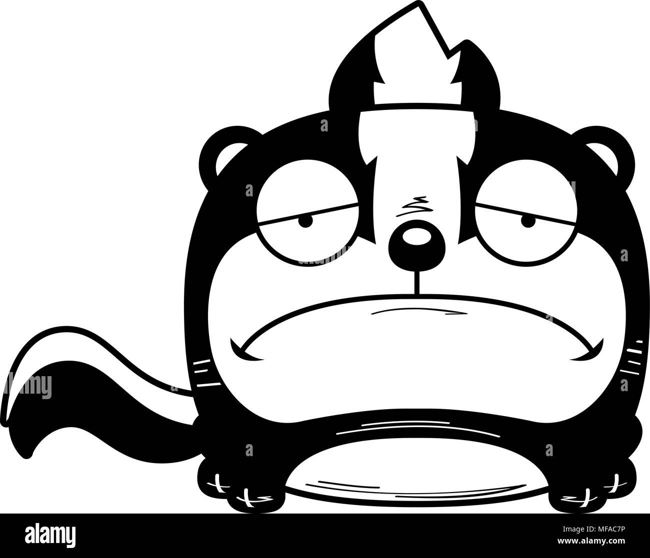 A cartoon illustration of a skunk with a sad expression Stock Vector ...