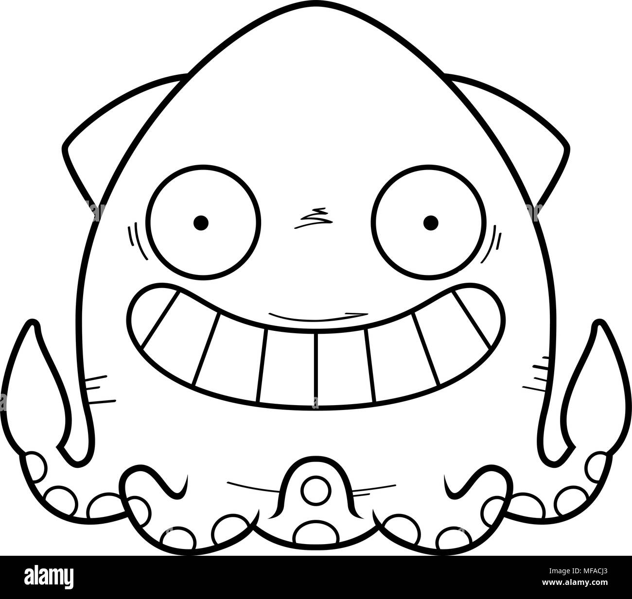 A cartoon illustration of a squid looking happy Stock Vector Image ...