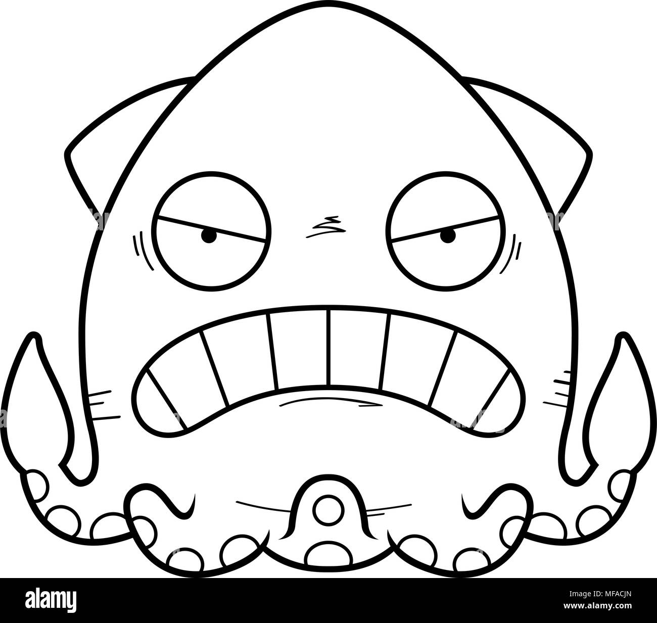A cartoon illustration of a squid looking angry Stock Vector Image ...