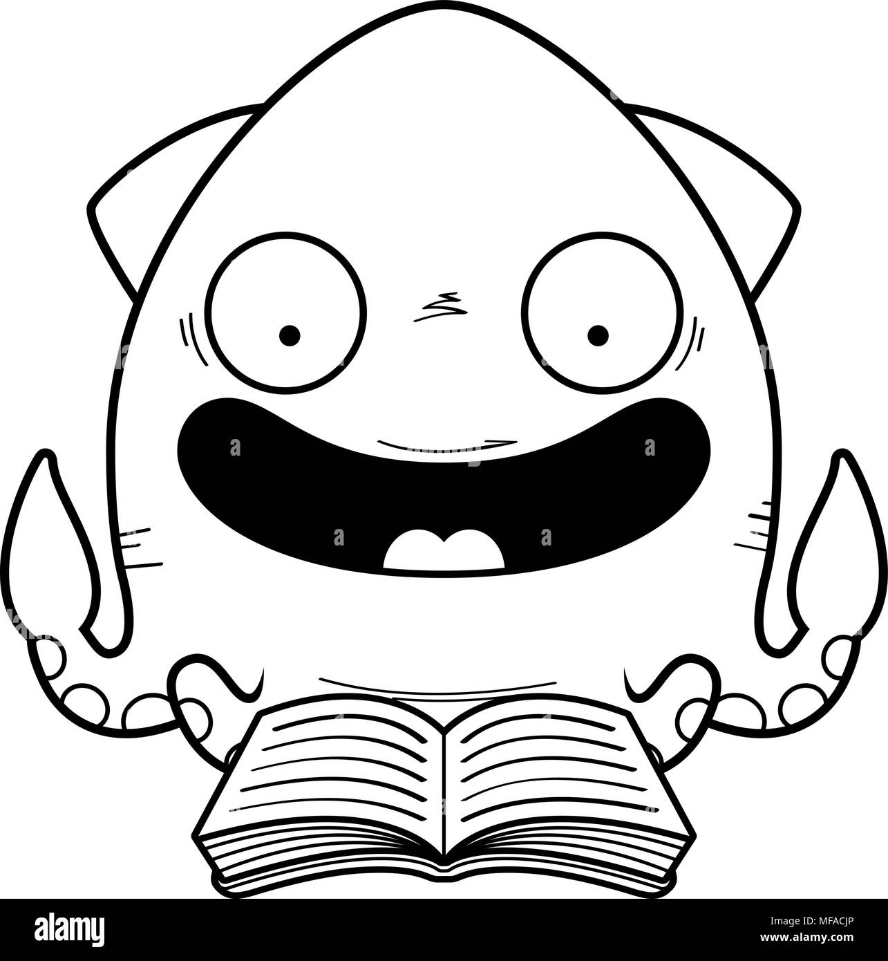 A cartoon illustration of a squid reading a book Stock Vector Image ...