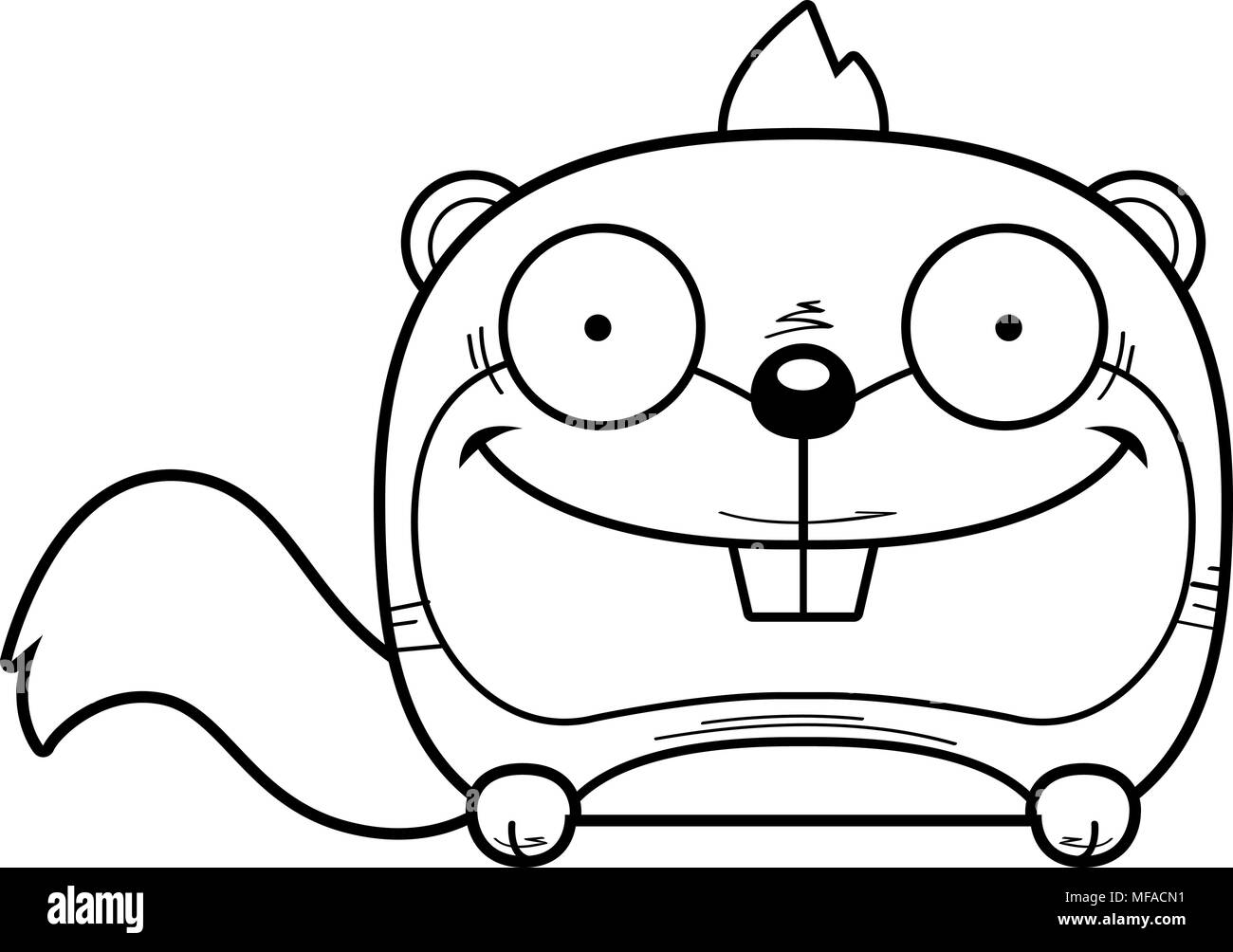 A cartoon illustration of a squirrel peeking over an object Stock ...