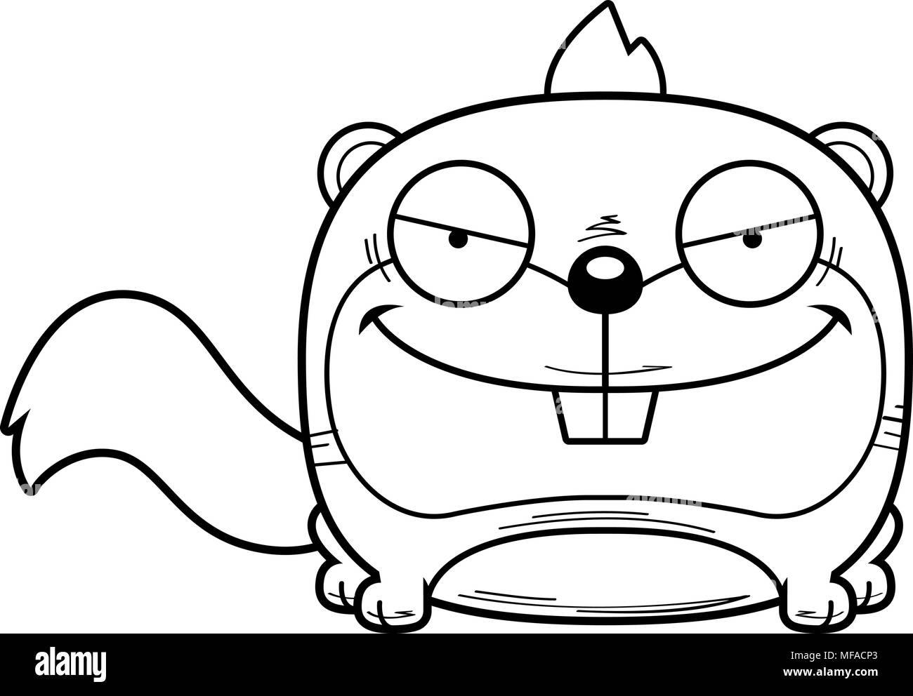 A cartoon illustration of a squirrel with a sly expression Stock Vector ...