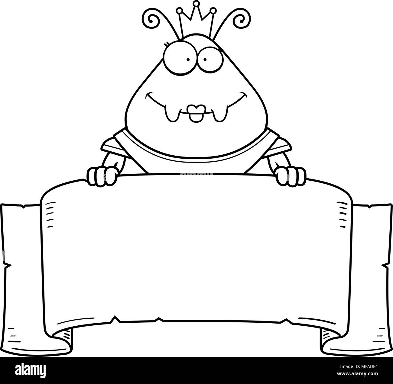 A cartoon illustration of an ant queen in armor with a banner Stock ...