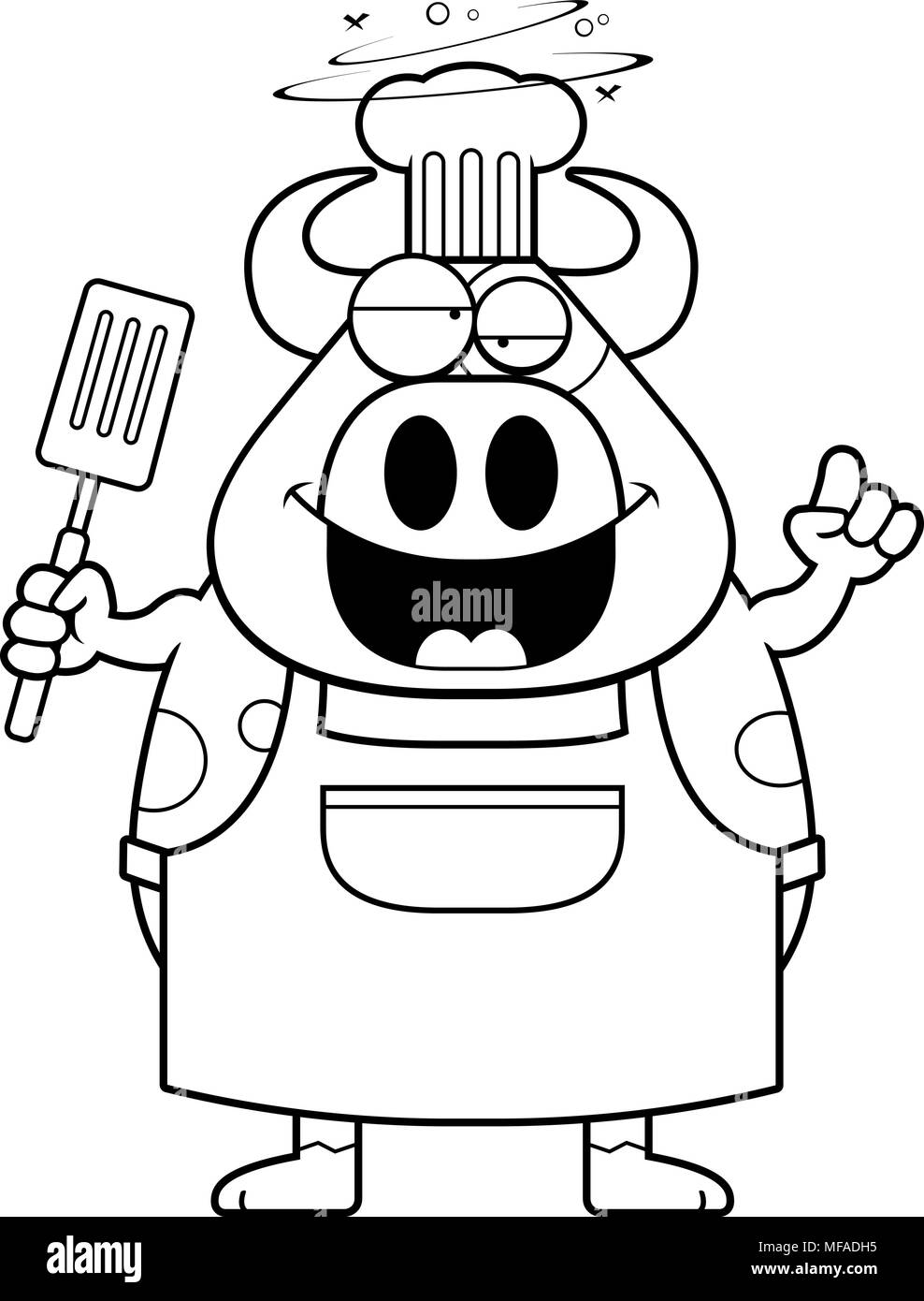 A cartoon illustration of a cow chef looking drunk on beer Stock Vector ...