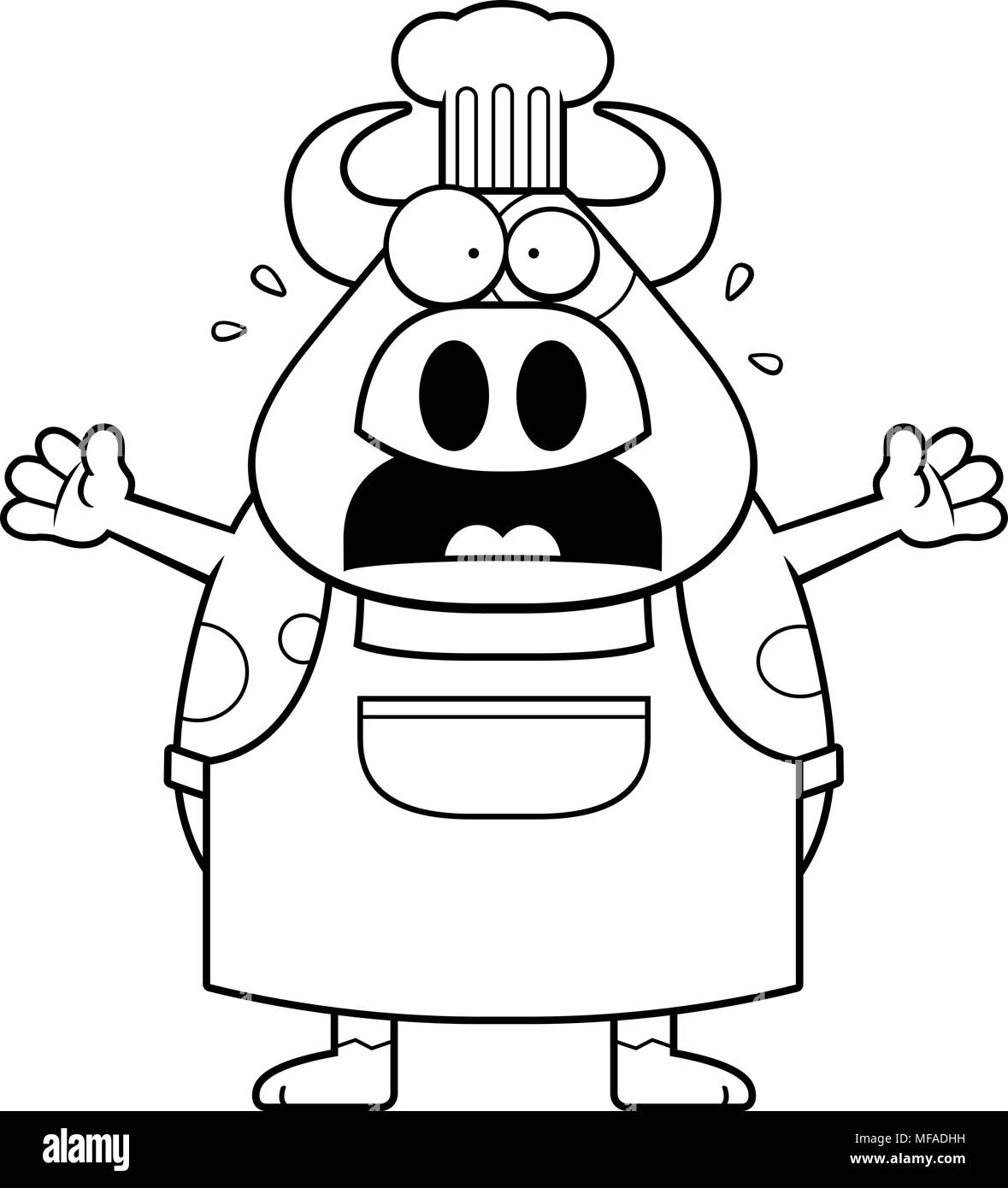 A cartoon illustration of a cow chef looking scared Stock Vector Image ...