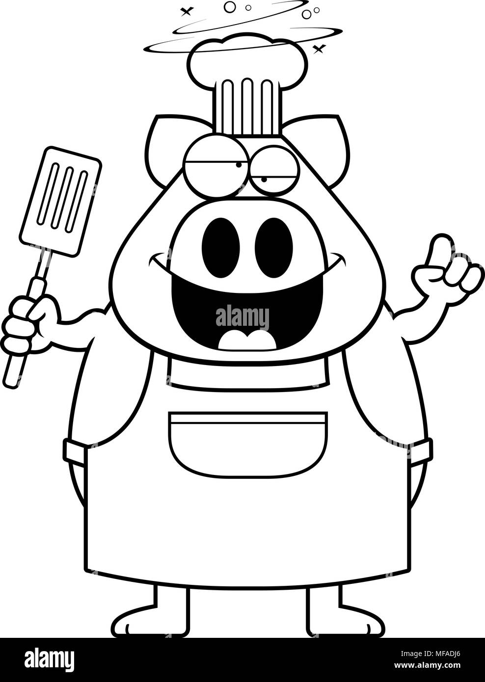 A cartoon illustration of a pig chef looking drunk on beer Stock Vector ...