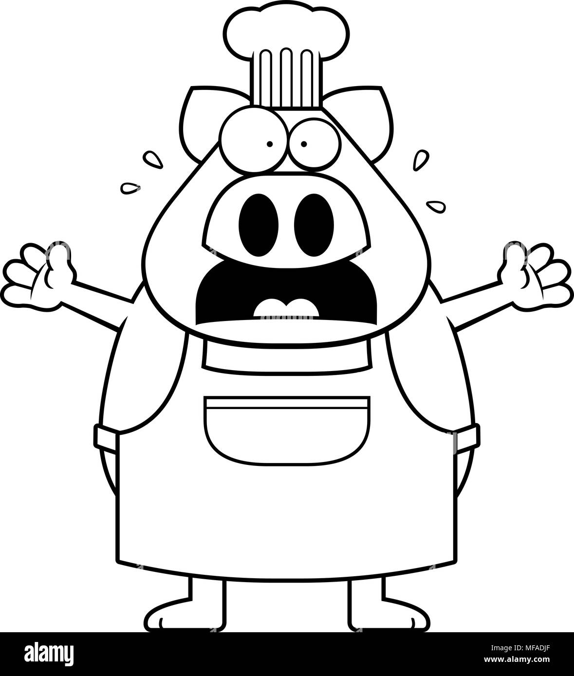 A cartoon illustration of a pig chef looking scared Stock Vector Image ...