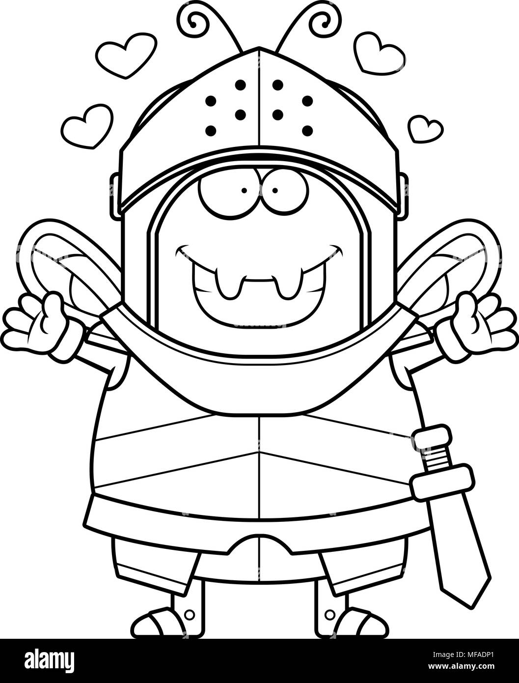 A cartoon illustration of a bee knight ready to give a hug Stock Vector ...