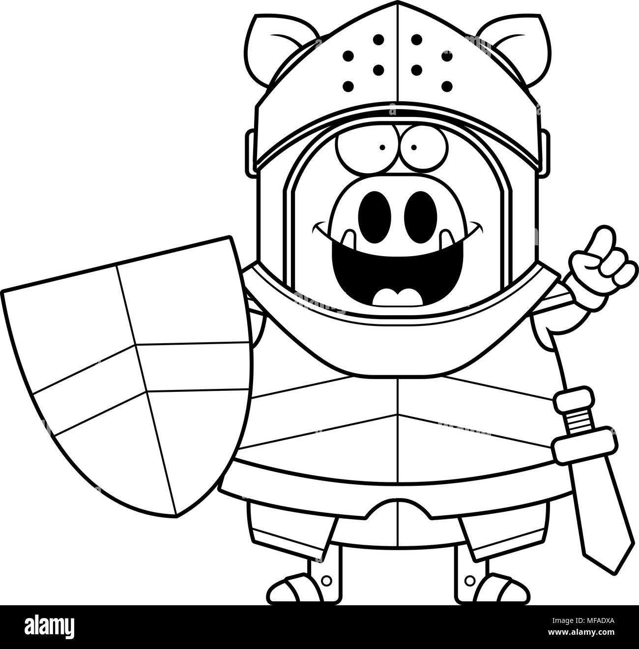 A cartoon illustration of a boar knight with an idea Stock Vector Image ...