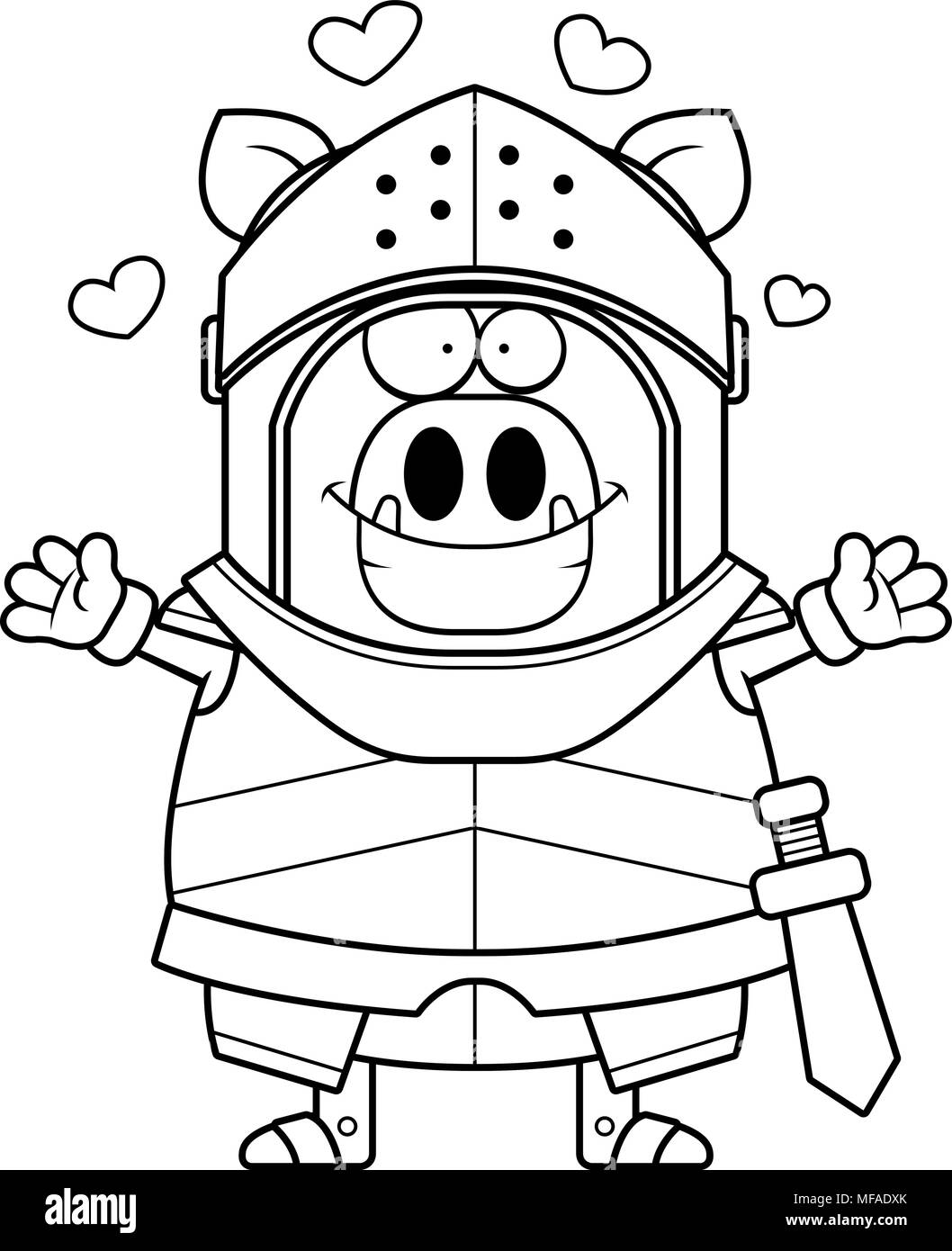 A cartoon illustration of a boar knight ready to give a hug Stock ...