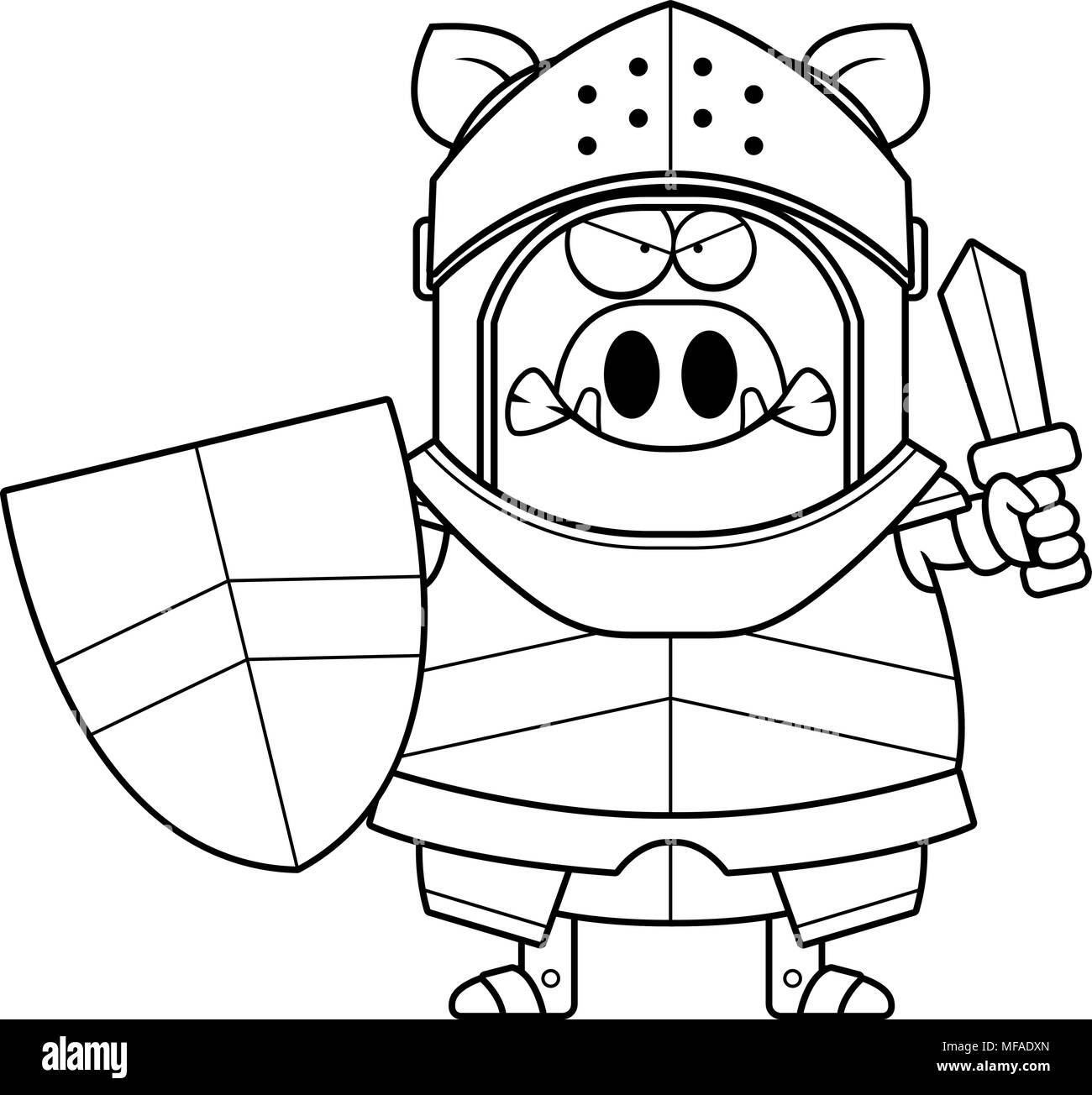 A cartoon illustration of a boar knight looking angry Stock Vector ...